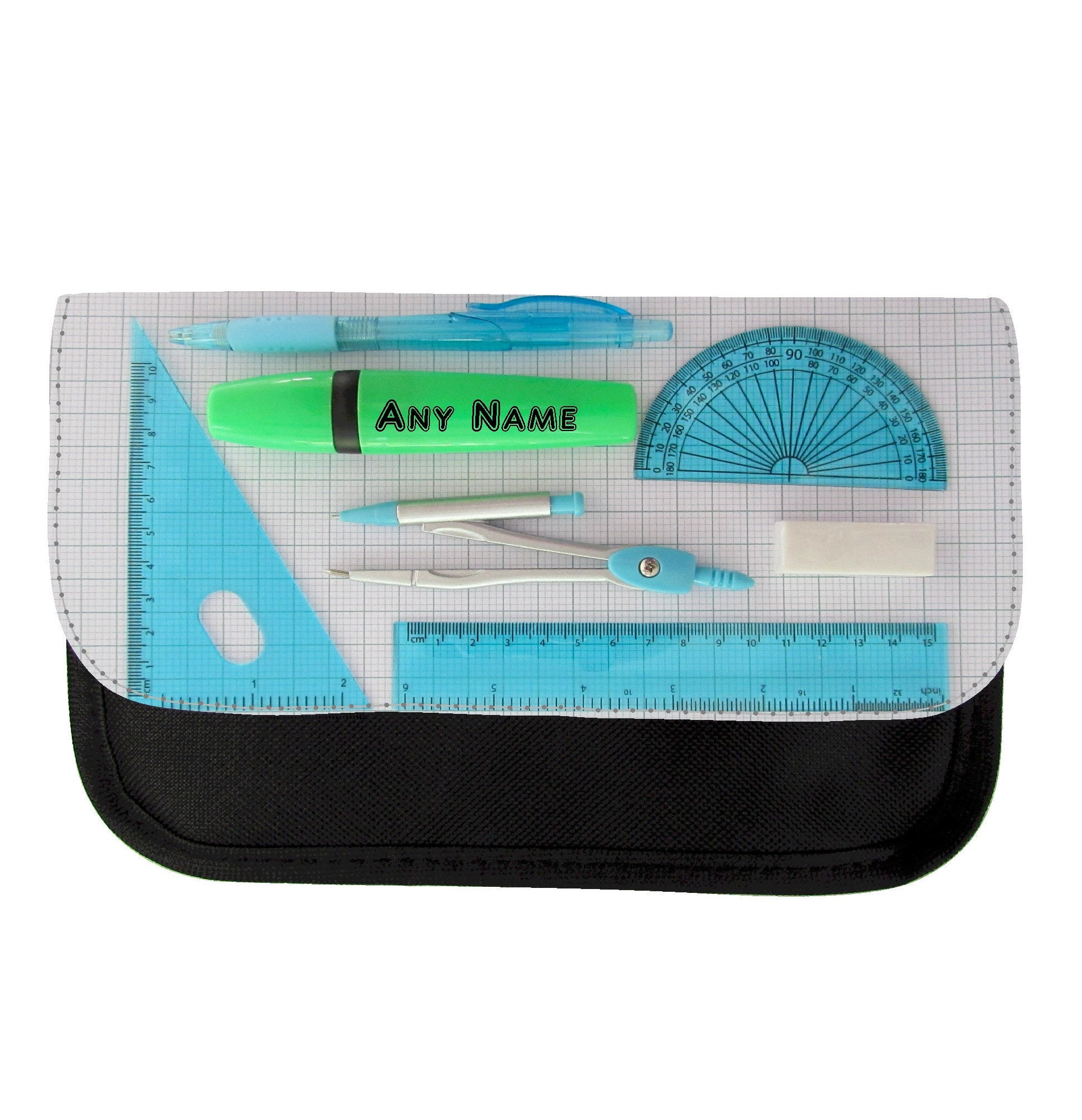 PERSONALISED Blue School Maths Set Print Pencil Case / Make up - Etsy