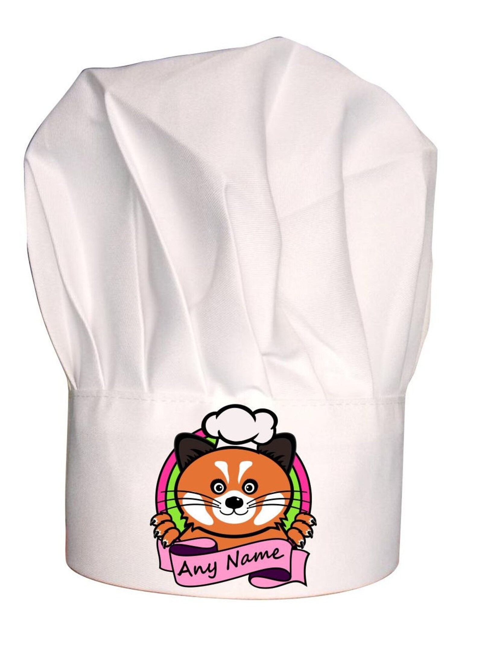 PERSONALISED Cute Red Panda Chef Print Childs Chefs Hat or Apron or ...