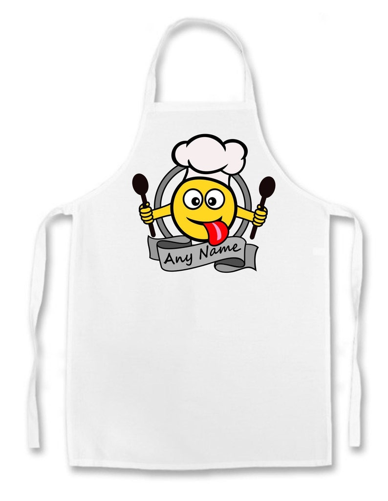 PERSONALISED Emoticon Smiley Face Chef Print Childs Chefs Hat or Apron ...