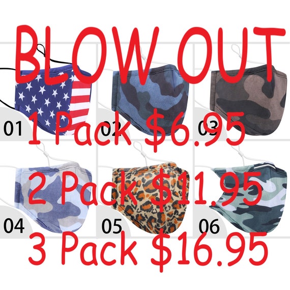 BLOW OUT Camouflage Face Mask With Filter Pocket Adult Kids - Etsy