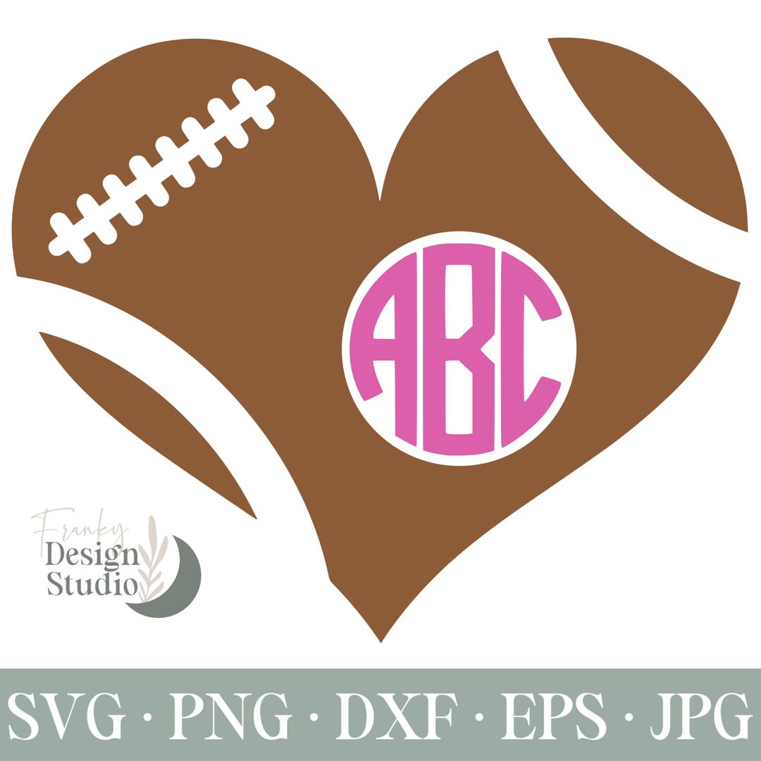 Football Heart SVG, Football Heart Monogram Svg, Football Svg, Football ...