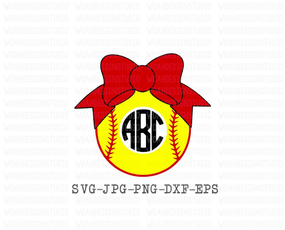 Softball SVG, Softball Monogram Svg, Softball With Bow SVG, Sports Svg ...