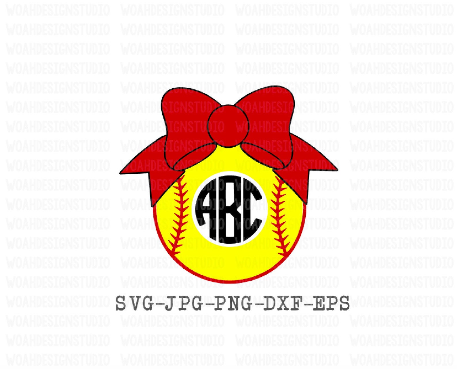 Softball SVG Softball Monogram Svg Softball With Bow SVG | Etsy