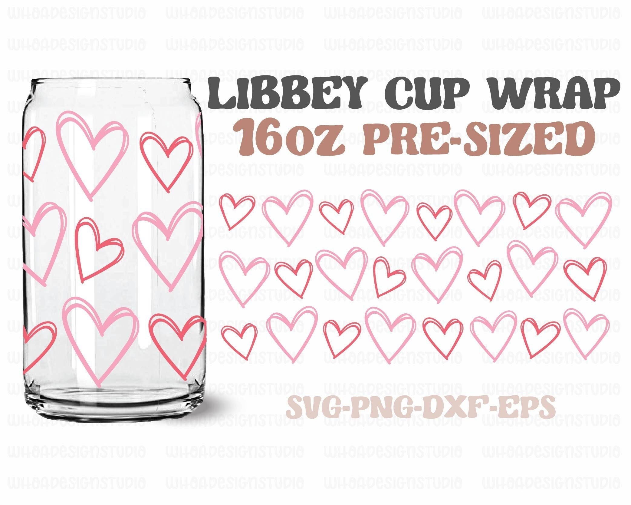 Hearts 16oz Libbey Glass Cup Wrap Beer Cup Wrap SVG - Etsy