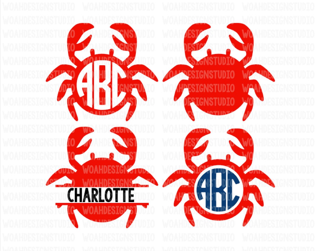 Crab Monogram SVG, Crab Bundle SVG, Split Crab Monogram, Beach Svg ...