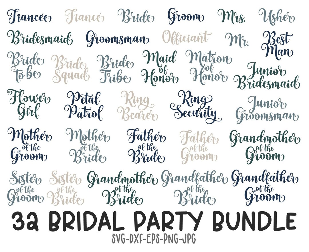 Wedding Party SVG Bundle, Wedding SVG Bundle, Wedding Party SVG ...