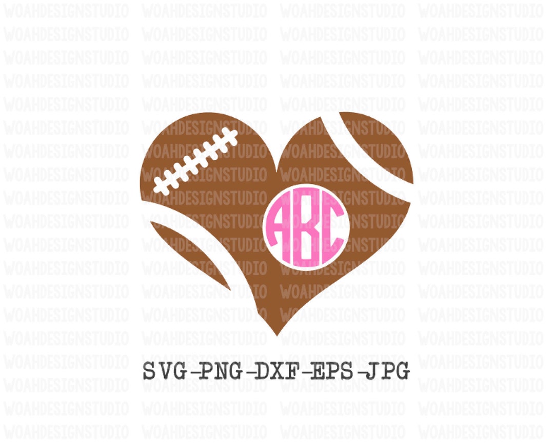 SALE Football Heart SVG, Football Heart Monogram Svg, Football Svg ...
