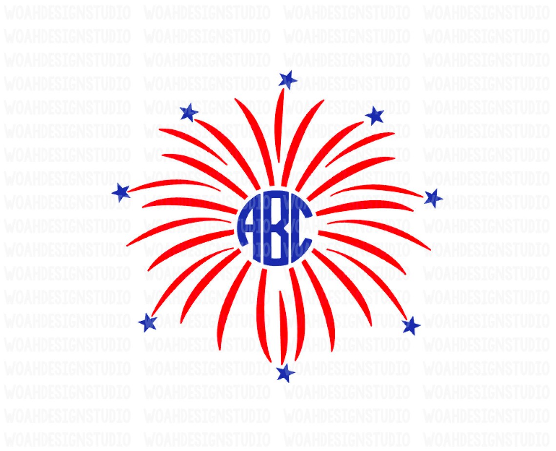 Fireworks Monogram SVG USA Svg Fourth of July Svg Patriotic - Etsy