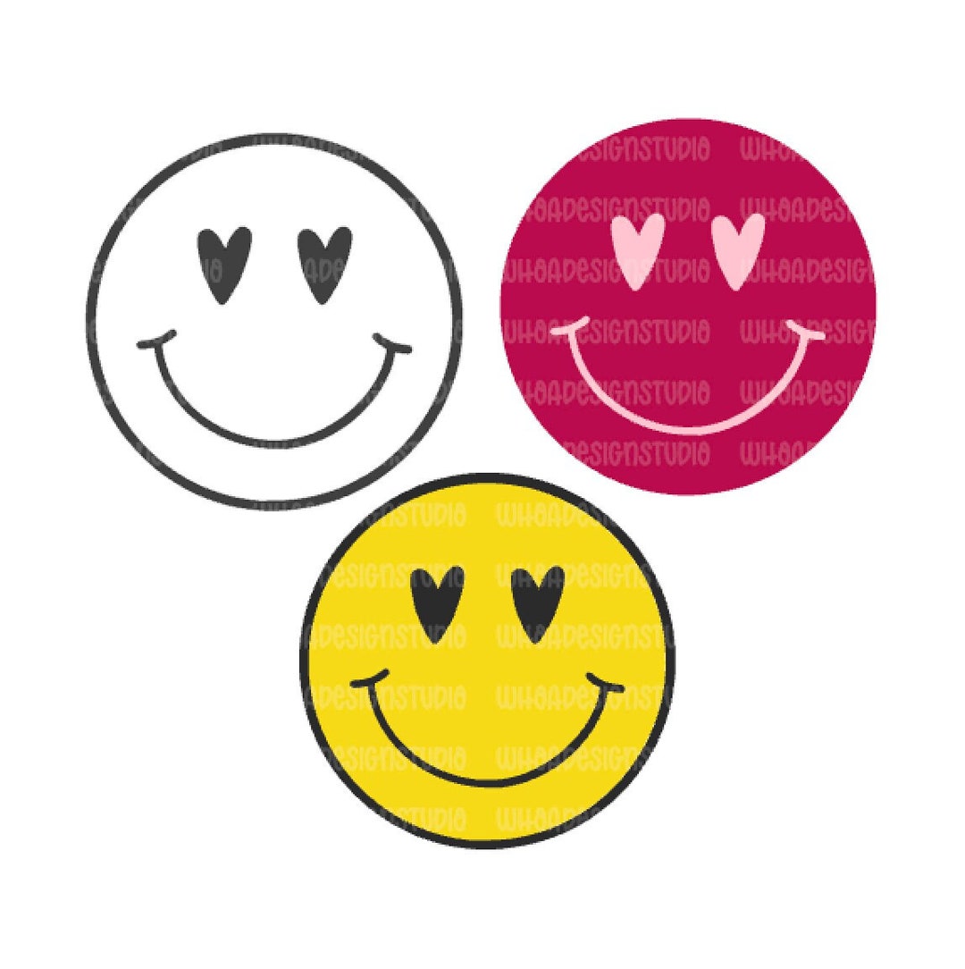 Smiley Face Hearts SVG Smiley Face With Heart Eyes SVG - Etsy UK