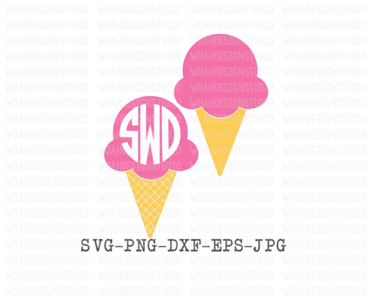 Ice Cream SVG Ice Cream Monogram Svg Summer Svg SVG Files | Etsy