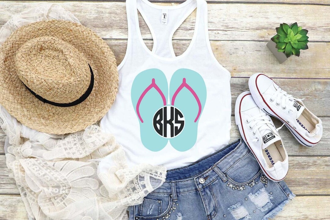 Flip Flop Monogram SVG Flips Flops SVG Monogram Frames SVG - Etsy