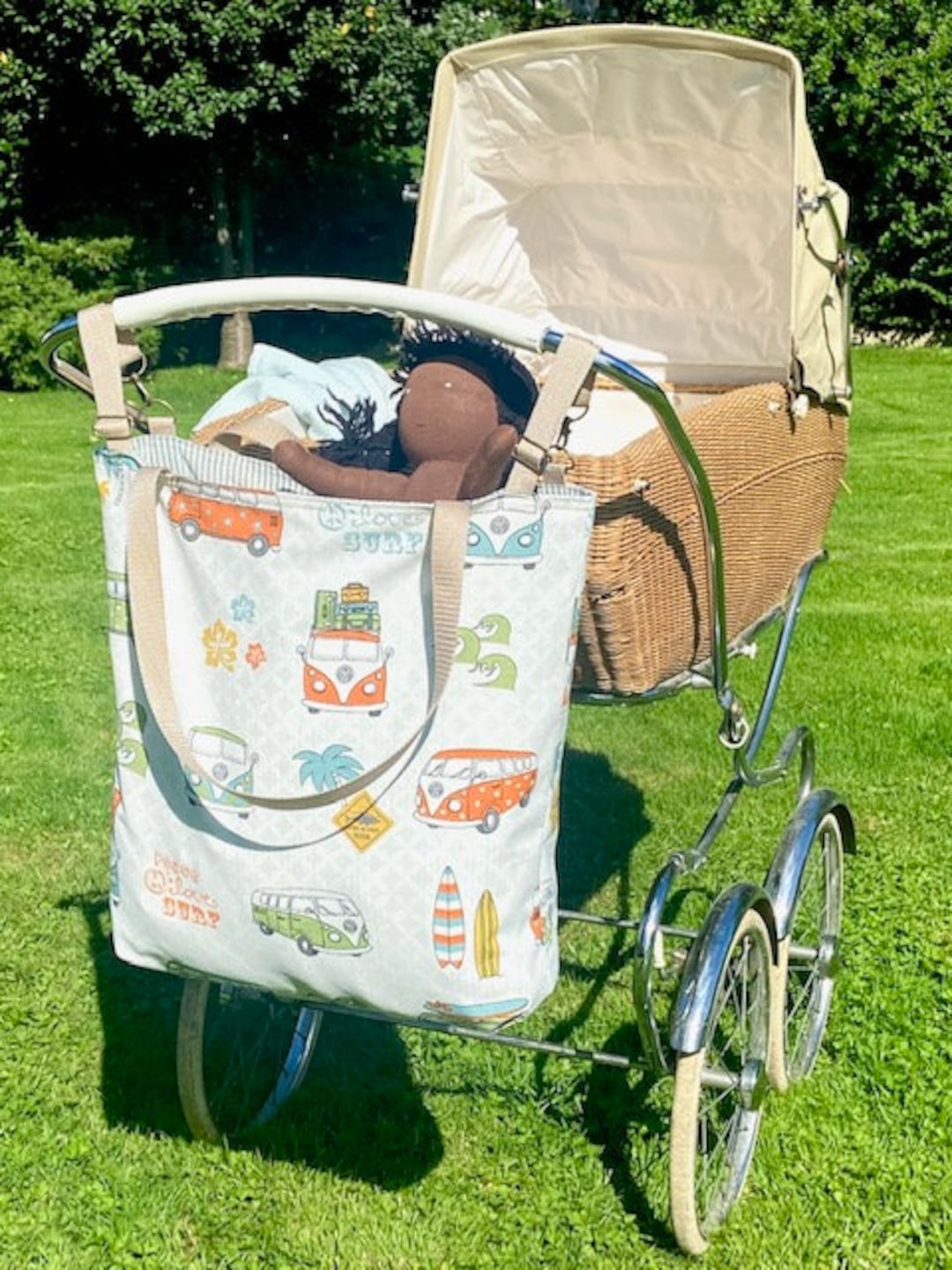 Large Stroller Bag With VW Bus Surfer Camper Design, Linen Look ...