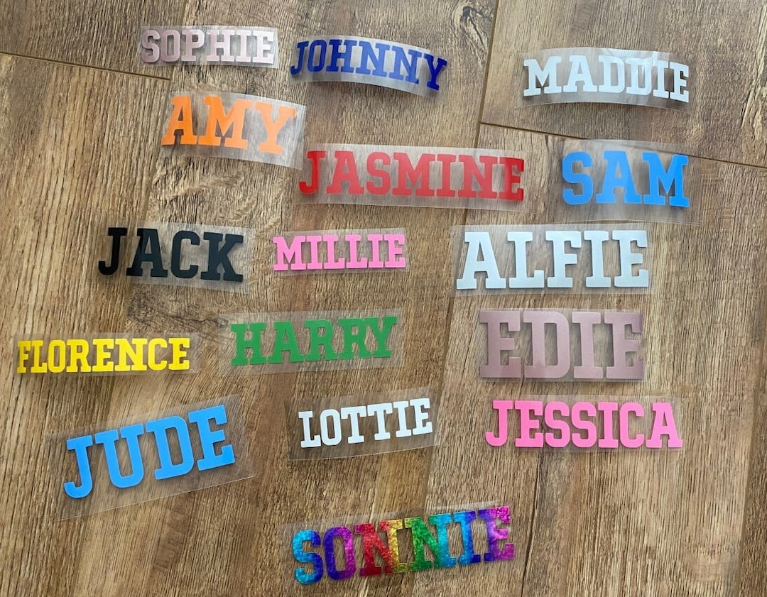 Personalised Iron on Names, Transfers, Customise, Clothes, Bags, T ...