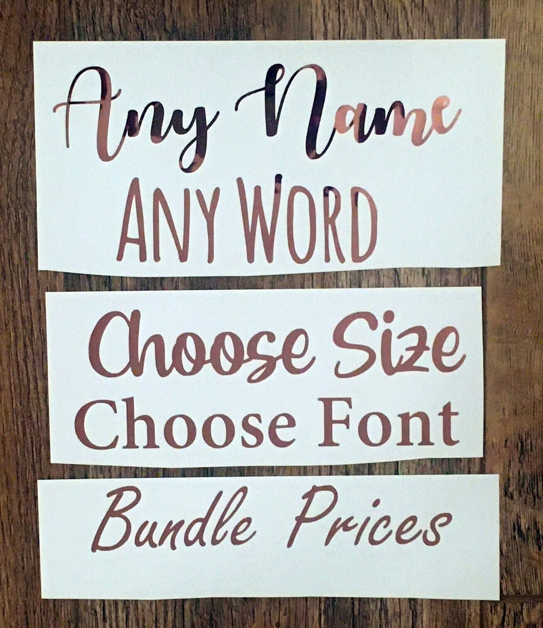 Rose Gold, Metallic Vinyl Labels, Stickers, Decals, Personalise, Name ...