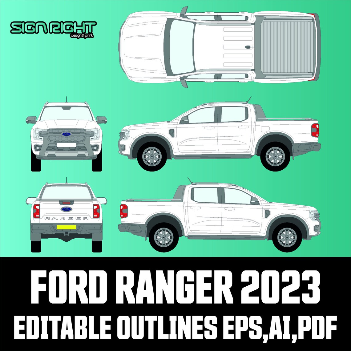 2023 FORD RANGER OUTLINES/ Vehicle Outlines/ Eps,ai,pdf/ Instant ...
