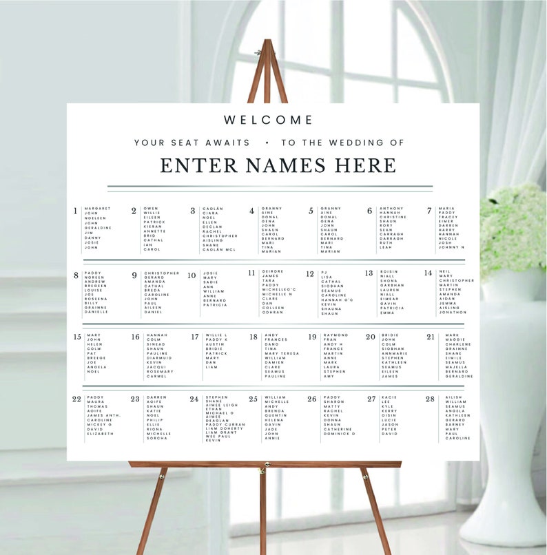 Seating Plan Wedding Welcome Sign Table Plan Seating Map Minimalist ...