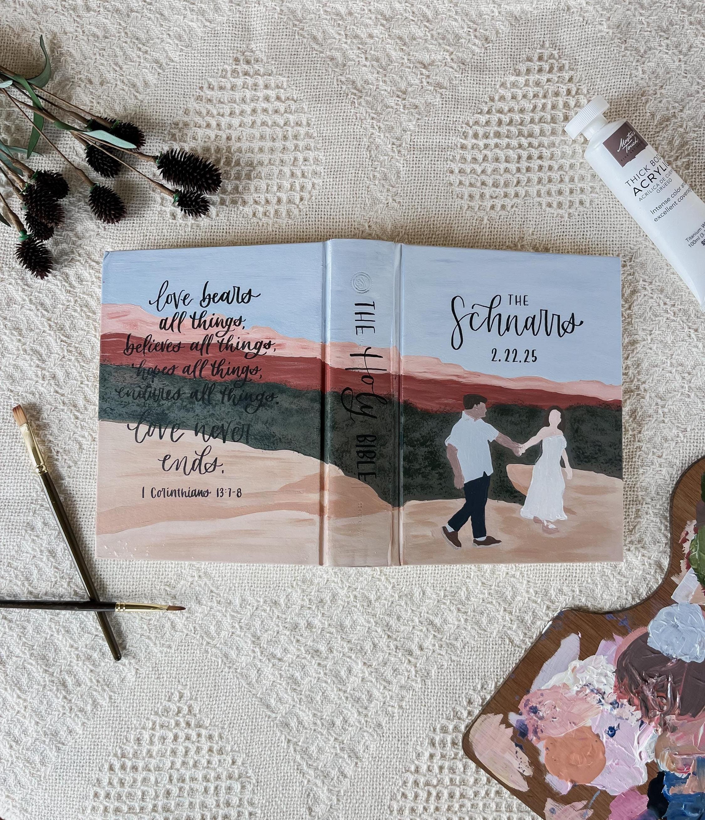 Custom Handpainted Wedding Bible, Journaling ESV Bible, Wedding Gift ...