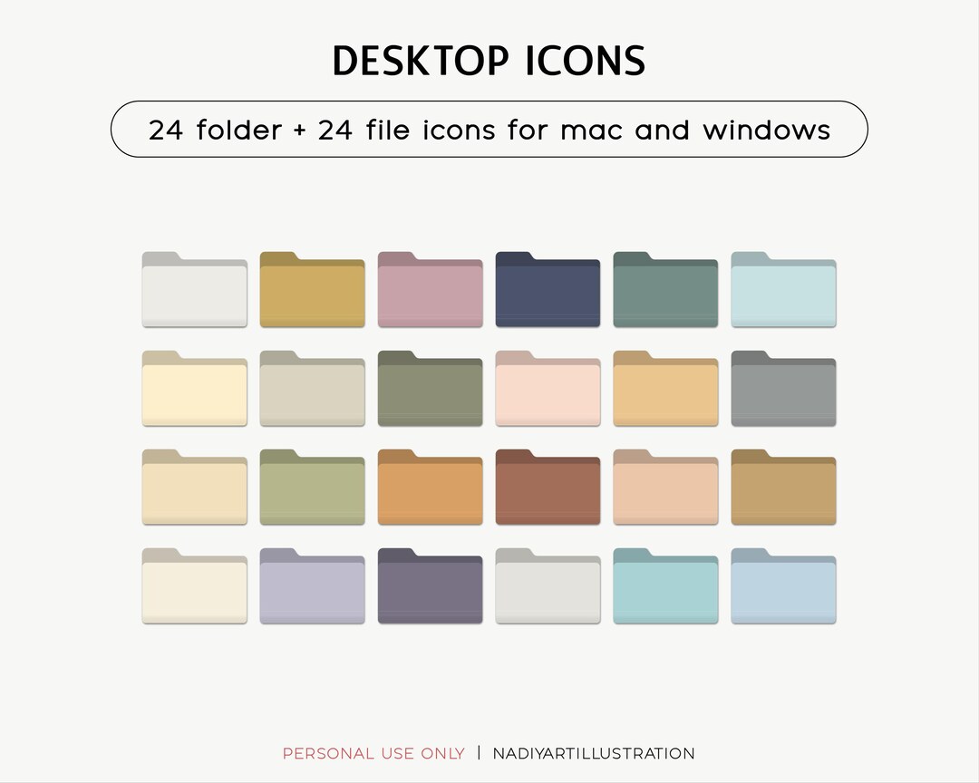 Shabby Chic Colored PC Icons, Folder and File Set Icon for Macos and ...