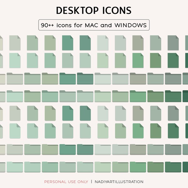 Sage Green Desktop Icons - Etsy