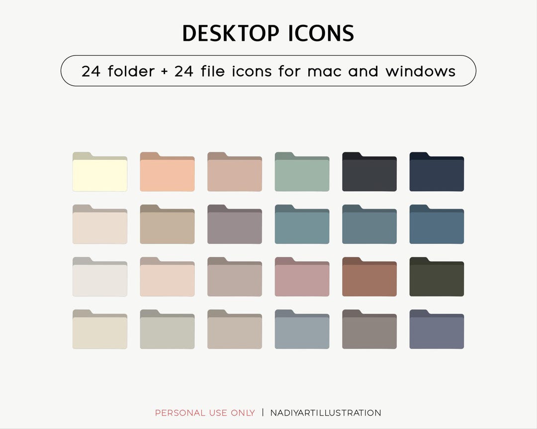 File Folder Icons Set, Minimalist Icons, Simple Icons, Aesthetic Icons ...