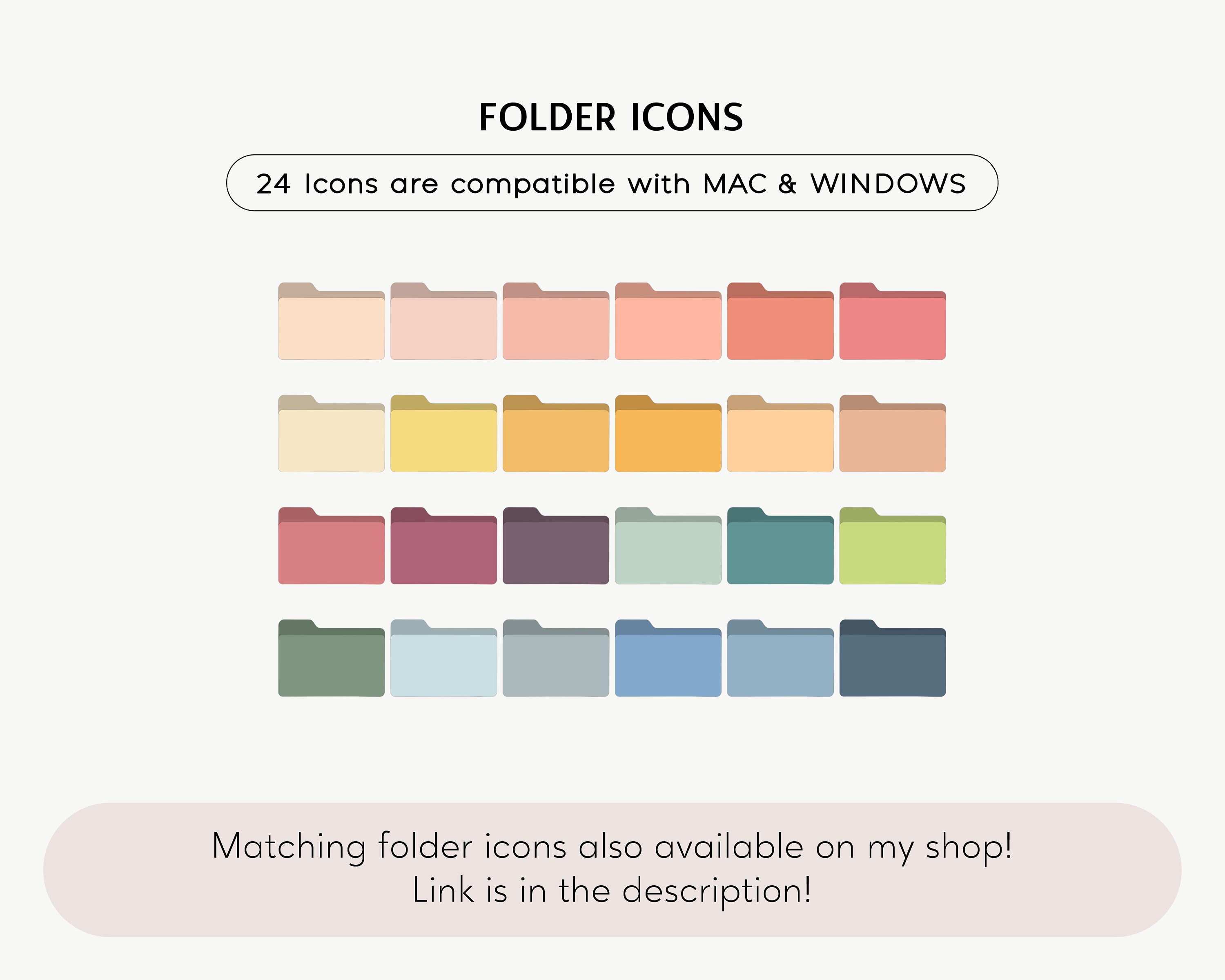 24 Pastel Desktop File Icons, Desktop Icons Mac and Windows, Icons for ...