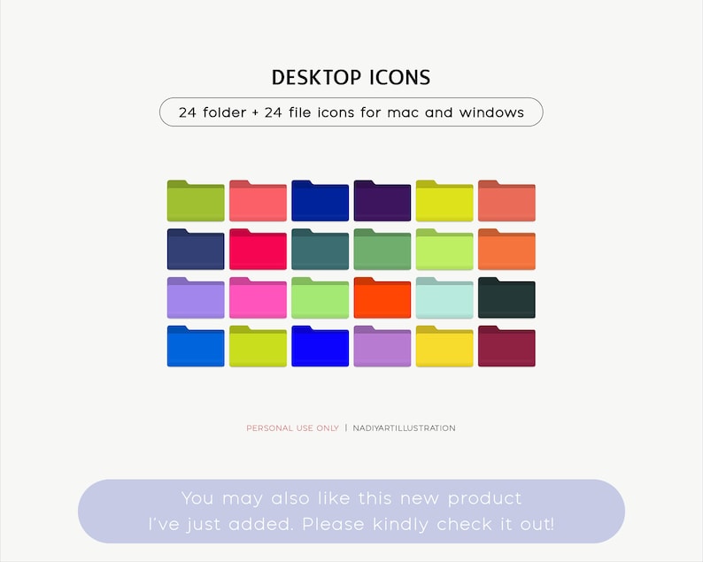 Minimalist Color Desktop Icons: Mac & Windows Folder Set (digital ...