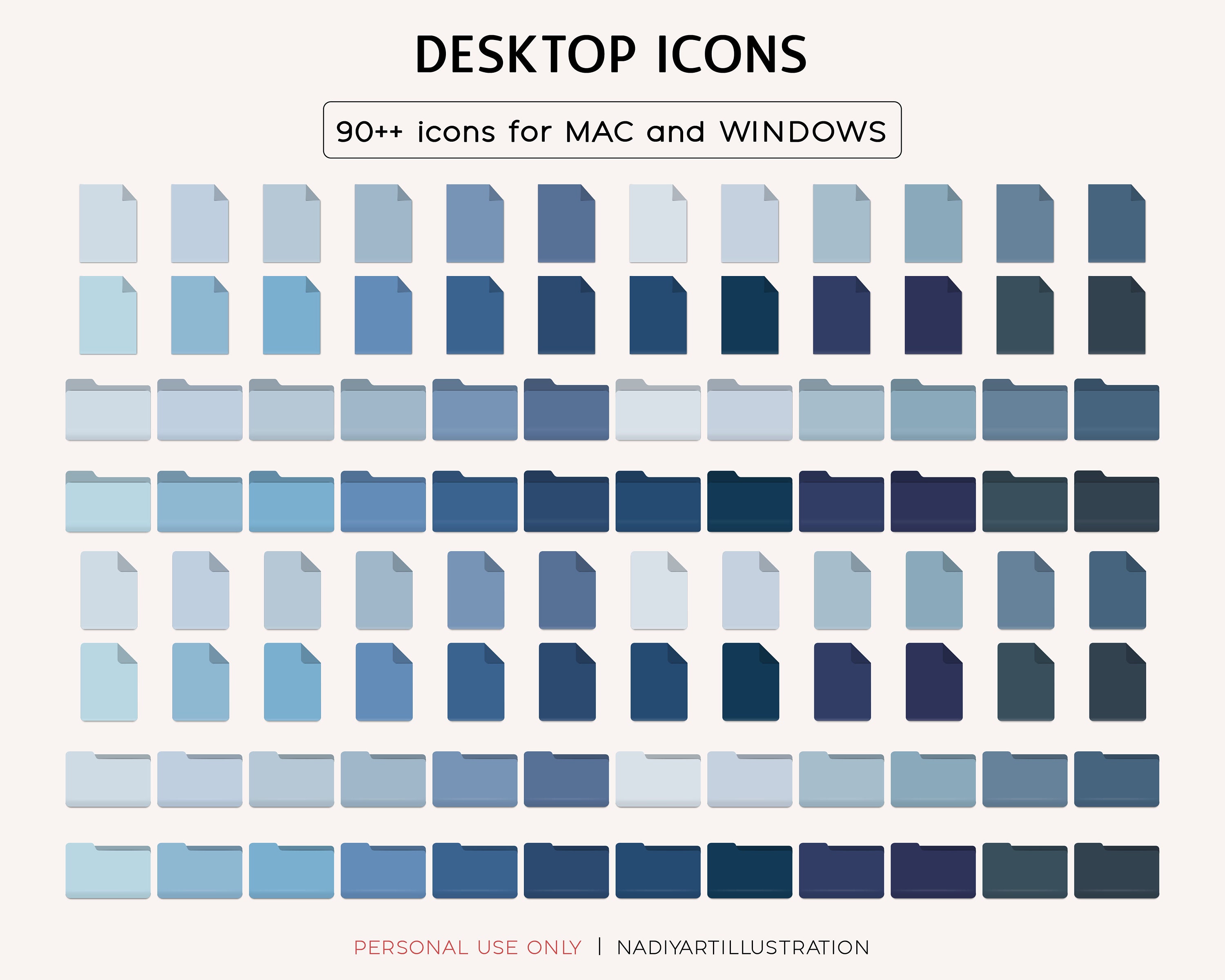 Blue Desktop Icons, File Icons, Folder Icons for Mac, Windows Desktop ...
