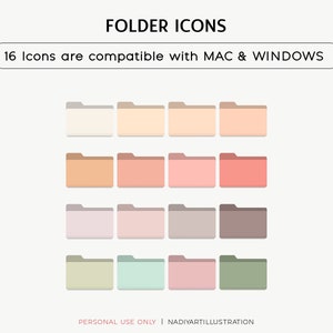 Folder Icon for Mac and Window, Set Icon Aesthetic, Simple Desktop Icon ...