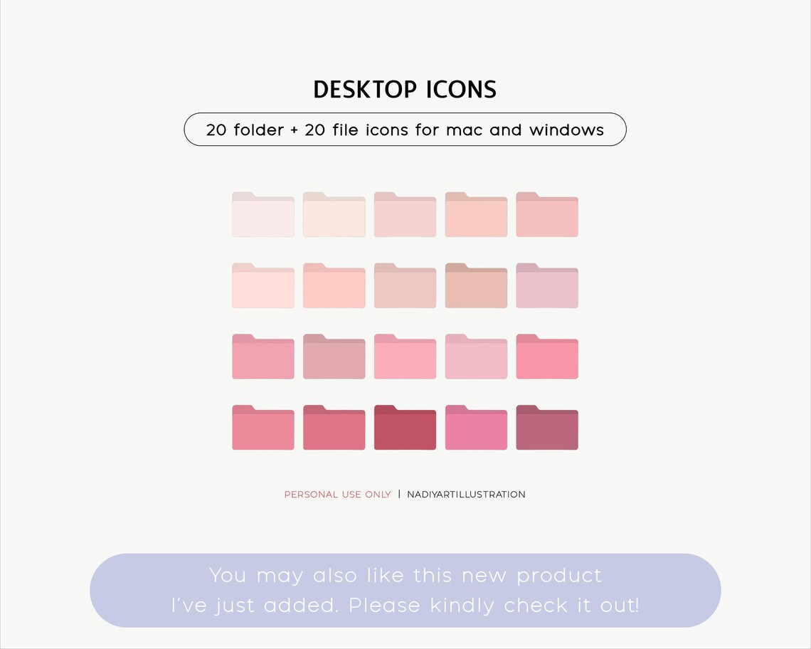Pink Folder File Icon Set, Cute Desktop Icon Pack, Multicolor Computer ...