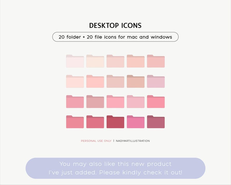 Pink Folder File Icon Set, Cute Desktop Icon Pack, Multicolor Computer ...