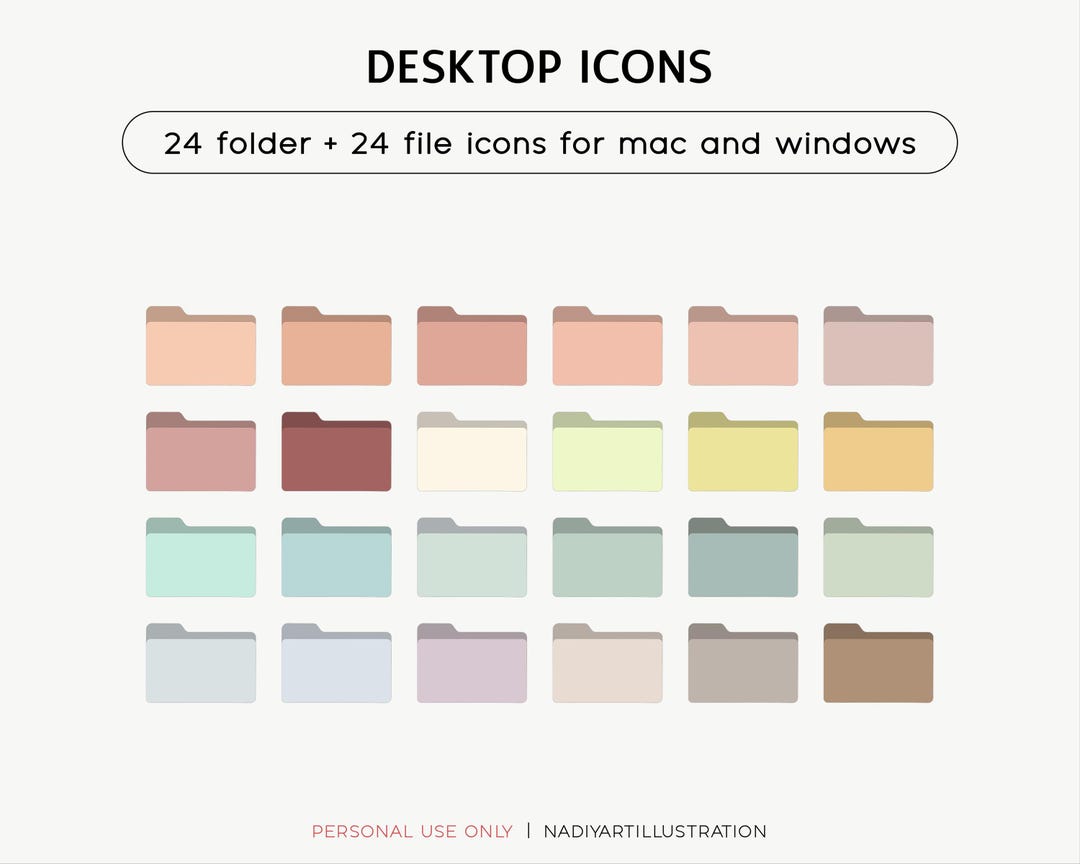 Pastel Desktop Icons, Mac & Windows File Folder Set - Etsy