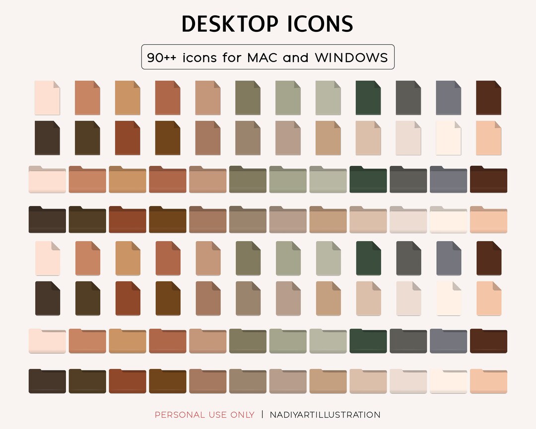 Desktop Icon Bundle, File Folder Icon for Mac, Aesthetic Folder for ...