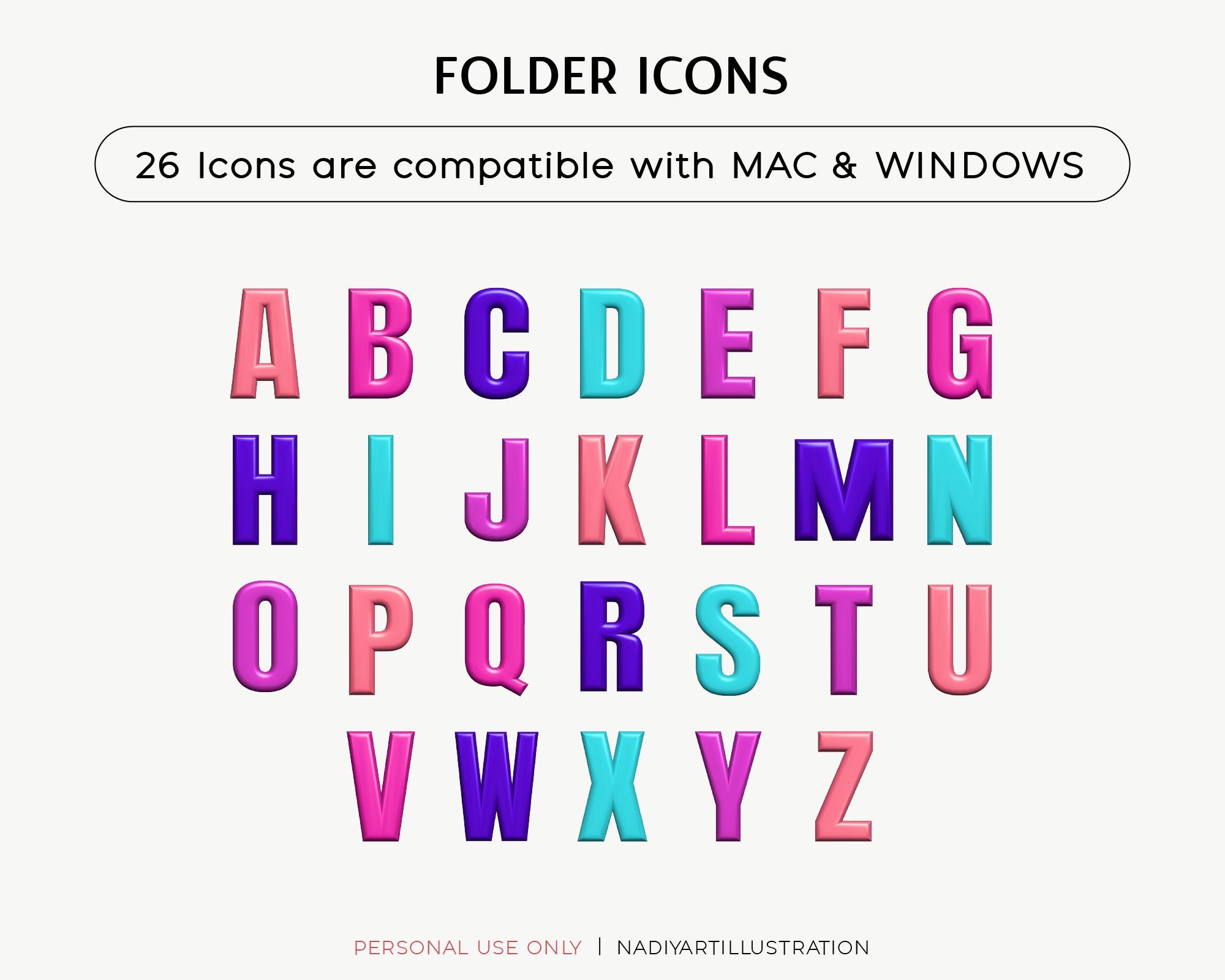 Desktop Icons Letters, Windows Icons Aesthetic, 3D Letters Icons ...