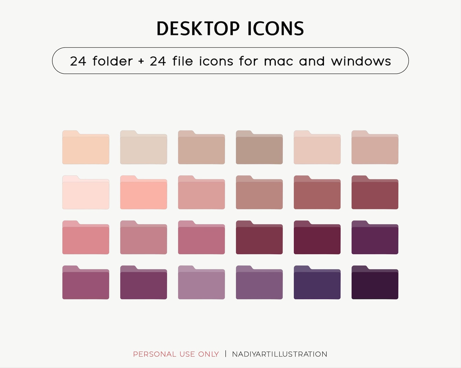Purple Desktop Icons, Minimalist Folder and File Icon Set for Mac and ...