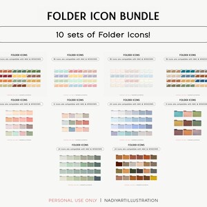 Folder Icons, Icon Set, Icon Pack, Icon Bundle, Desktop Icons Cute ...