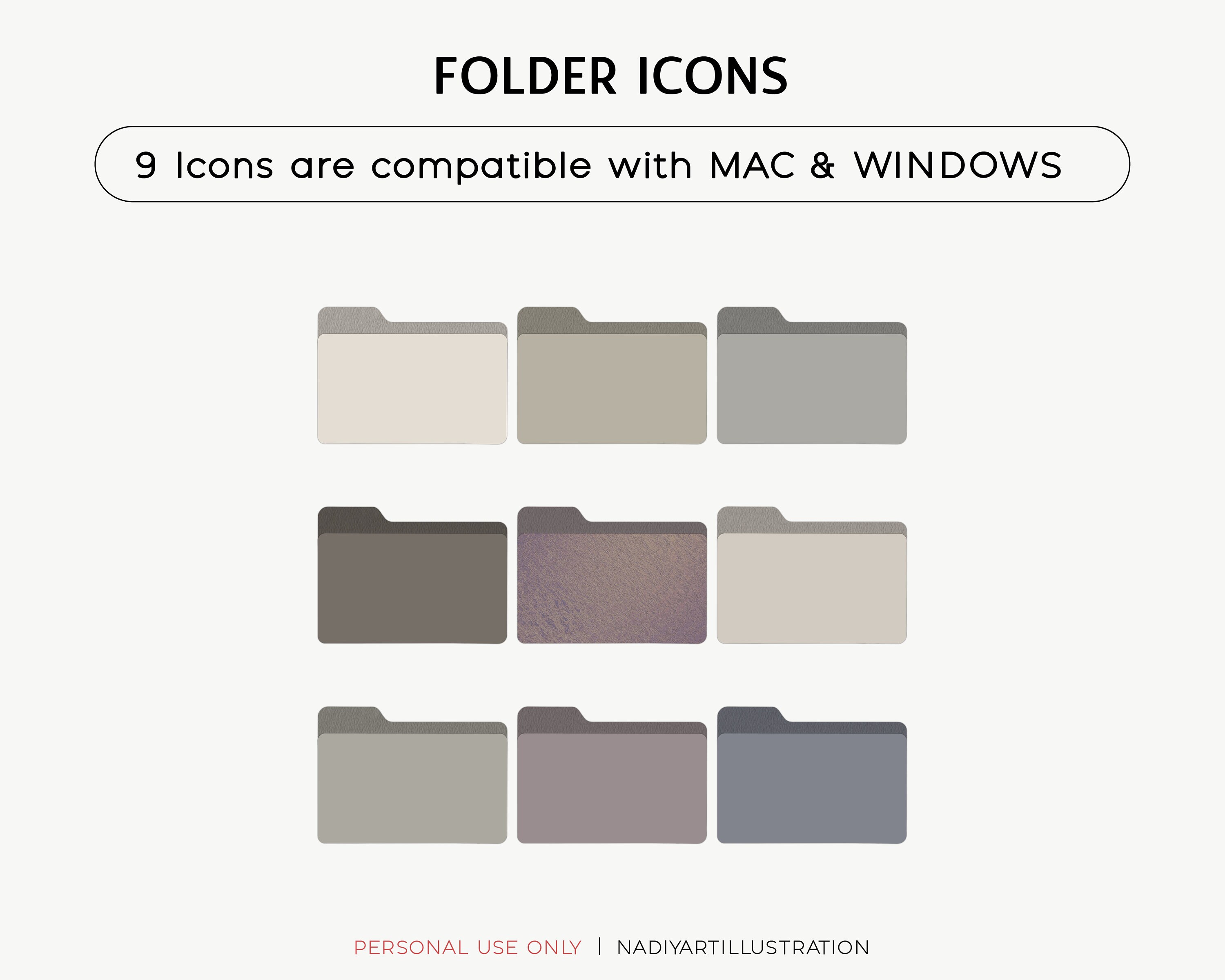 9 Gray Folder Icons for Windows, Customized Mac and Pc Desktop Icons ...