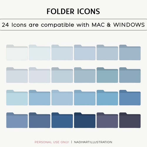 Desktop Folder Icons Blue Aesthetic Mac Icons PC Folder - Etsy Canada