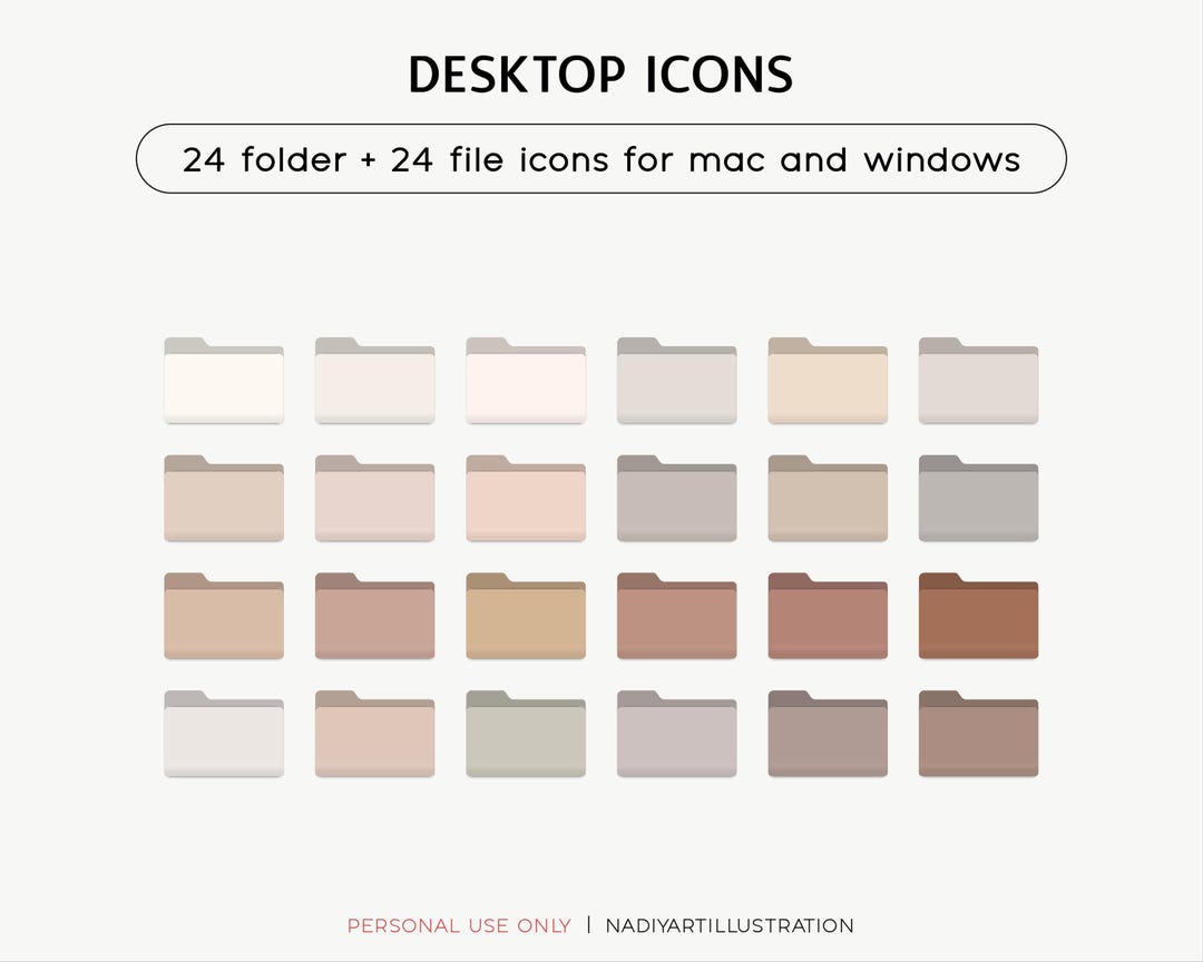 Neutrals Aesthetic Desktop Icons, Windows and Mac Minimalist Folder ...