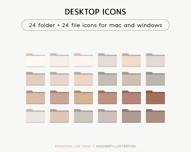 Minimalist Desktop Icons, Neutrals Color Folder Icons (mac, Windows) - Etsy