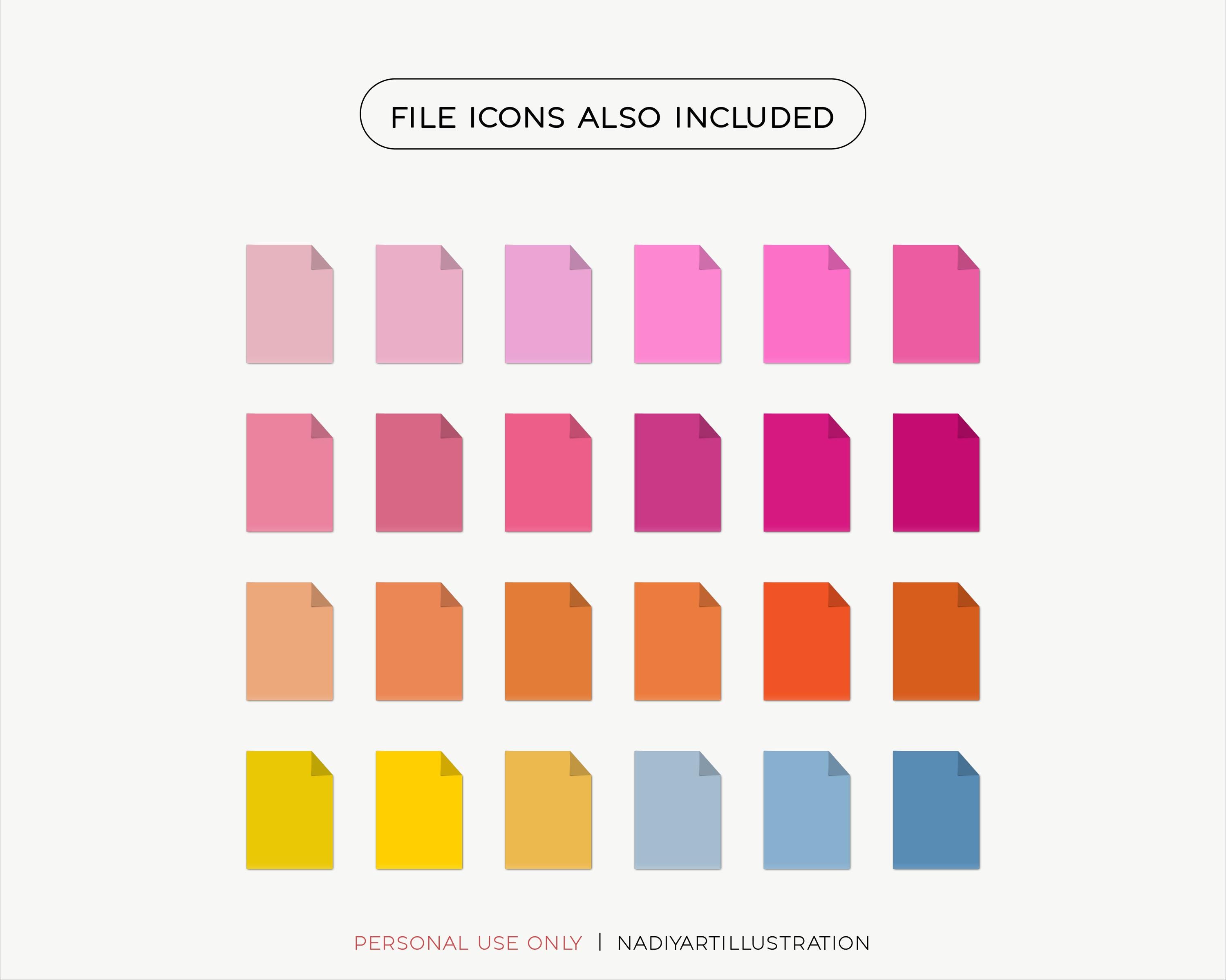Pink Folder File Icon Set, Cute Desktop Icon Pack, Multicolor Computer ...