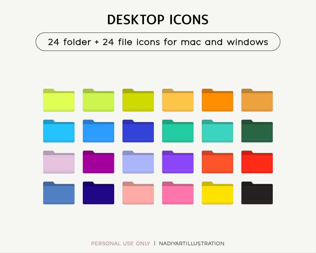 Set of File Folder Desktop Icons, Windows Computer Icons, Cute Mac ...