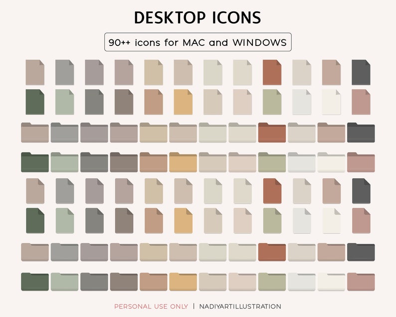 Desktop Icons File Icons Folder Icons for Mac Pastel - Etsy