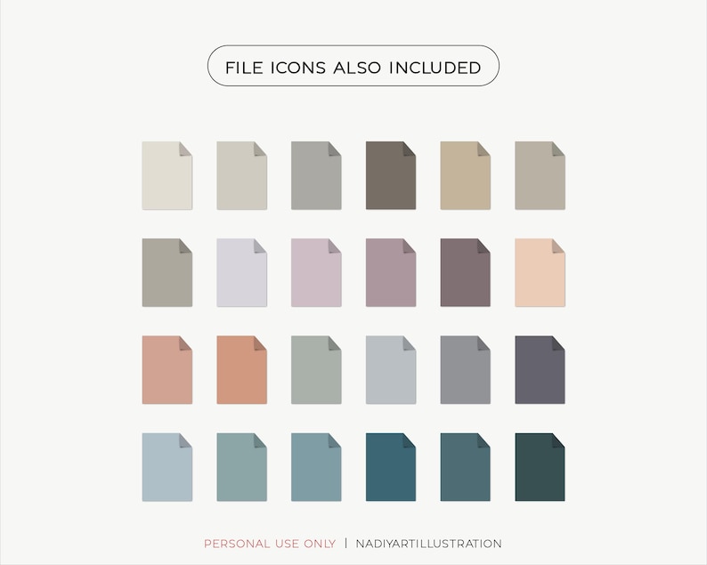 Minimalist Color Desktop Icons: Mac & Windows Folder Set (digital ...