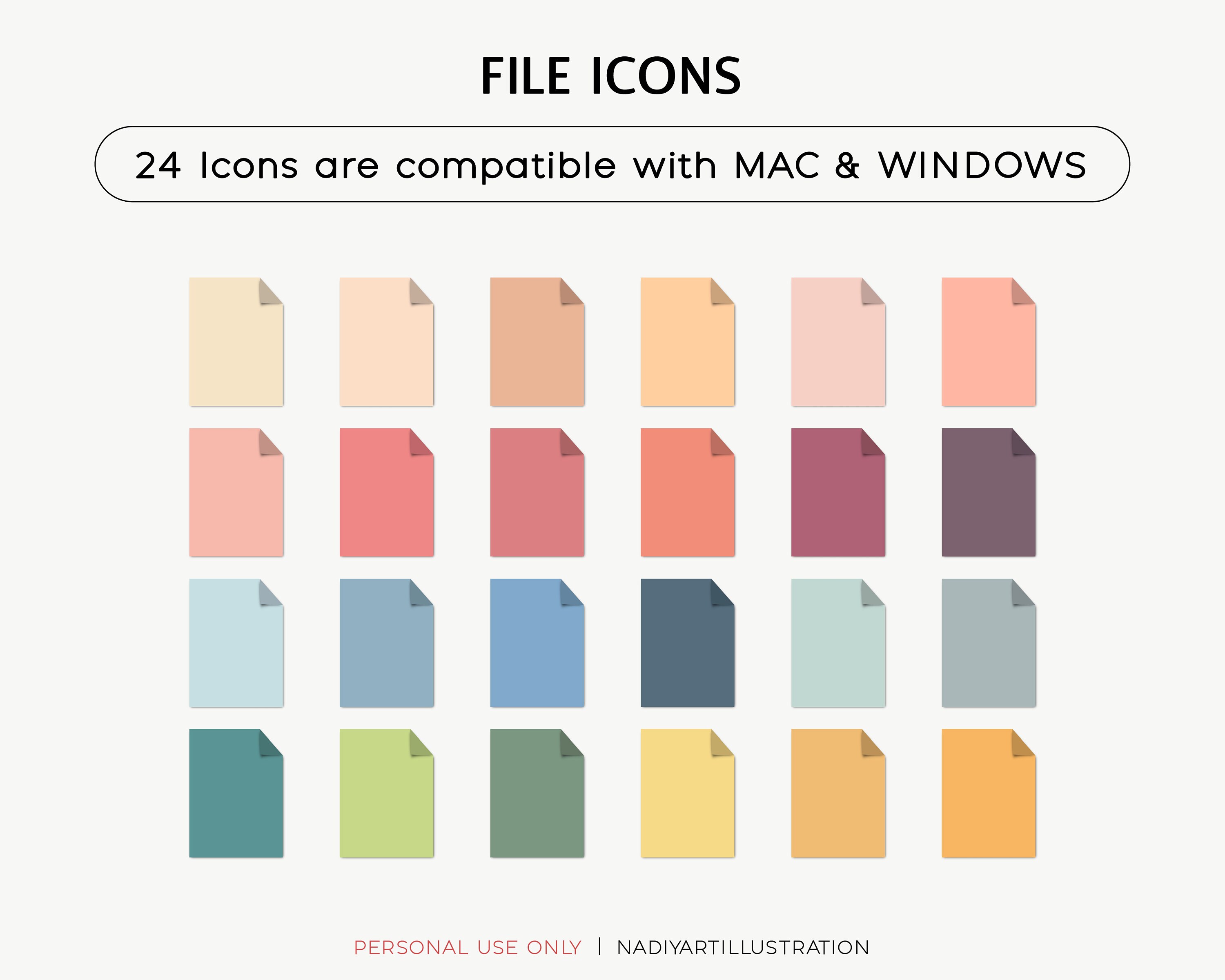 24 Pastel Desktop File Icons, Desktop Icons Mac and Windows, Icons for ...