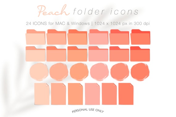 Folder Icons Icon Set Icon Pack Desktop Folder Icons Peach - Etsy