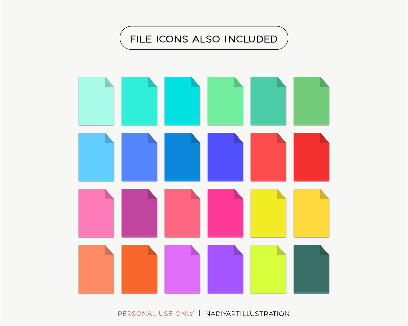 Set of File Folder Icons, Multicolor Desktop Icons, Colored Folder ...