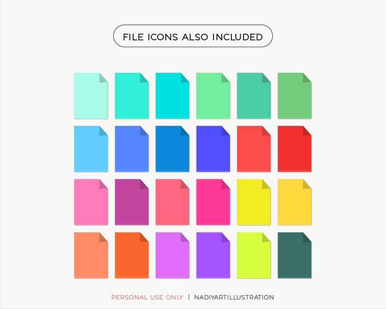 Set of File Folder Icons, Multicolor Desktop Icons, Colored Folder ...