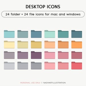 Colorful Desktop Folder Icons: Mac & Windows - Etsy