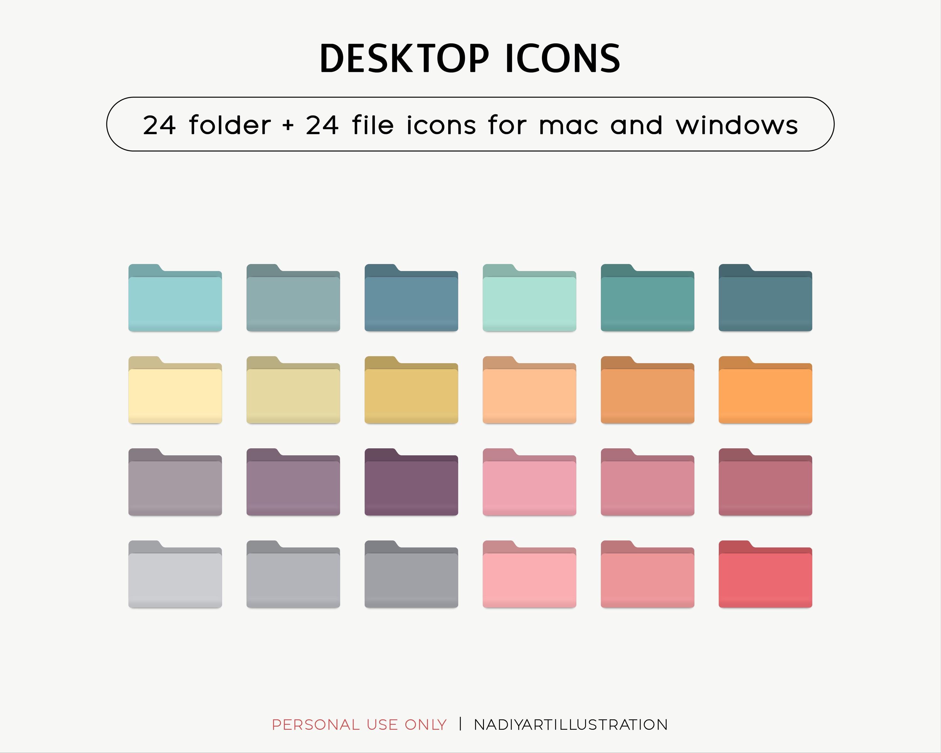 Colorful Desktop Folder Icons: Mac & Windows - Etsy