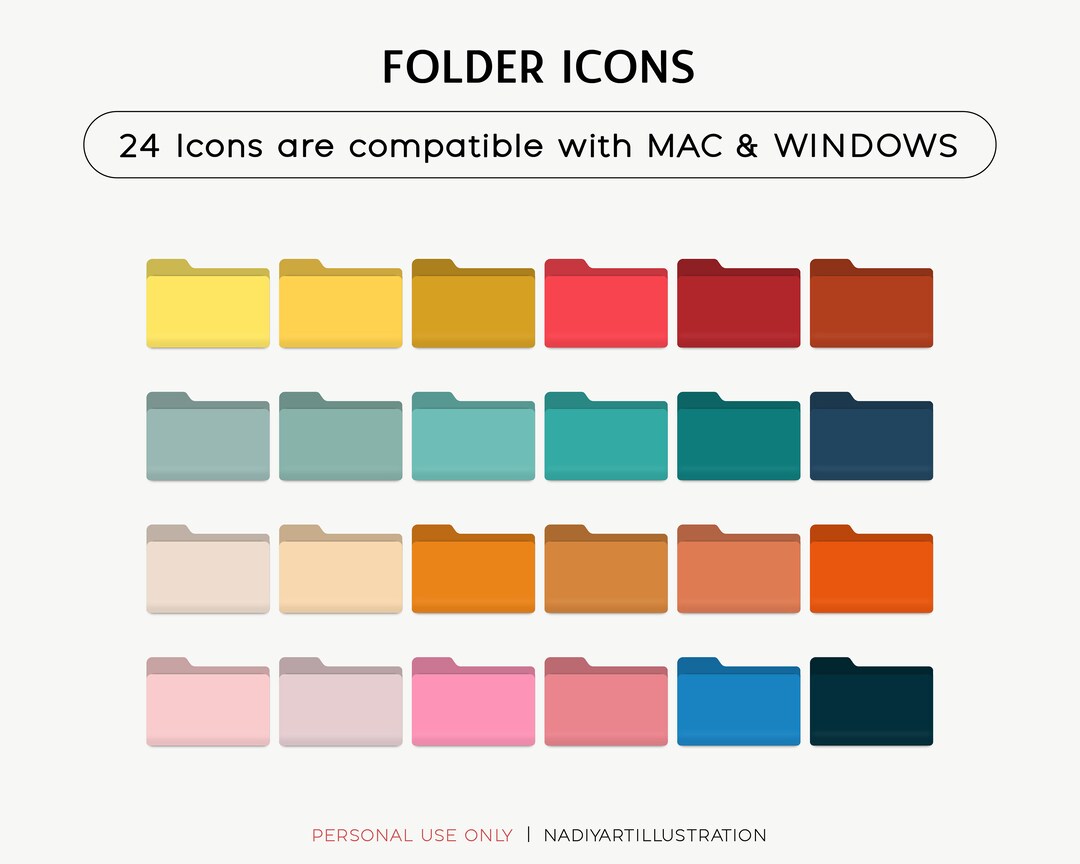 Desktop Folder Icon Neon for Mac Window Bright Colors Desktop - Etsy